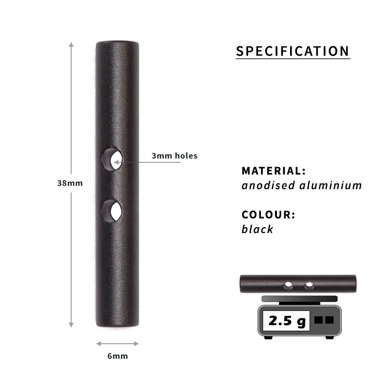 Ultralight Solid Aluminium Toggle, 3mm Holes, 2.5g